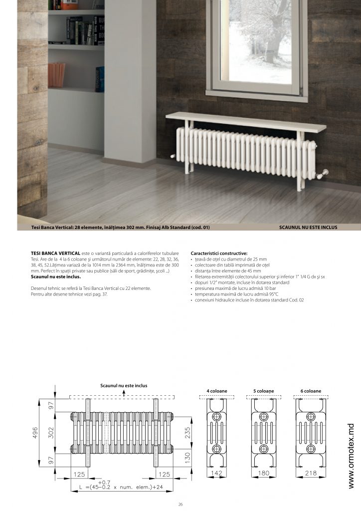 Irsap Tesi 4-5-6 Bench V / Calorifere Decorative | ORMOTEX